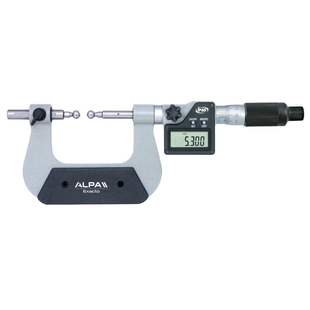Digital micrometer with interchangeable ball contacts IP65 ALPA BA075